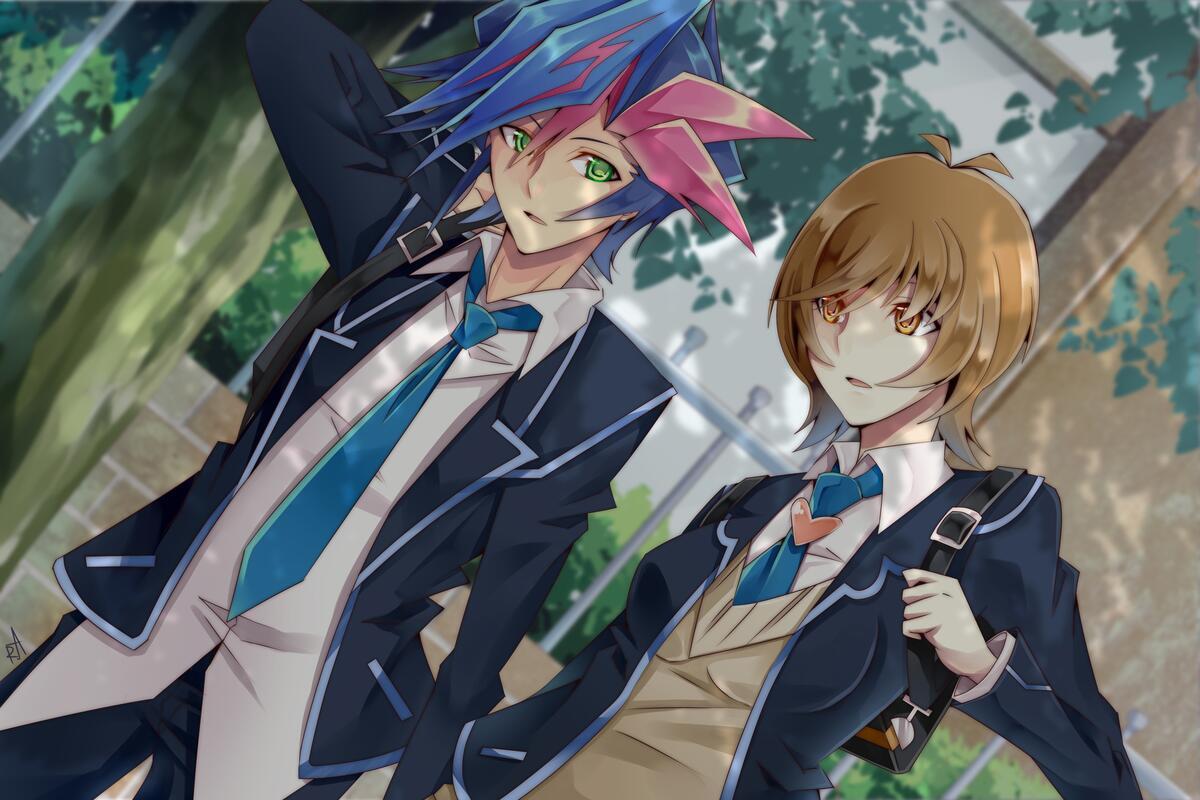 Обои школьной формы Yu Gi Oh Vrains Fujiki Yusaku Zaizen Aoi девушки от