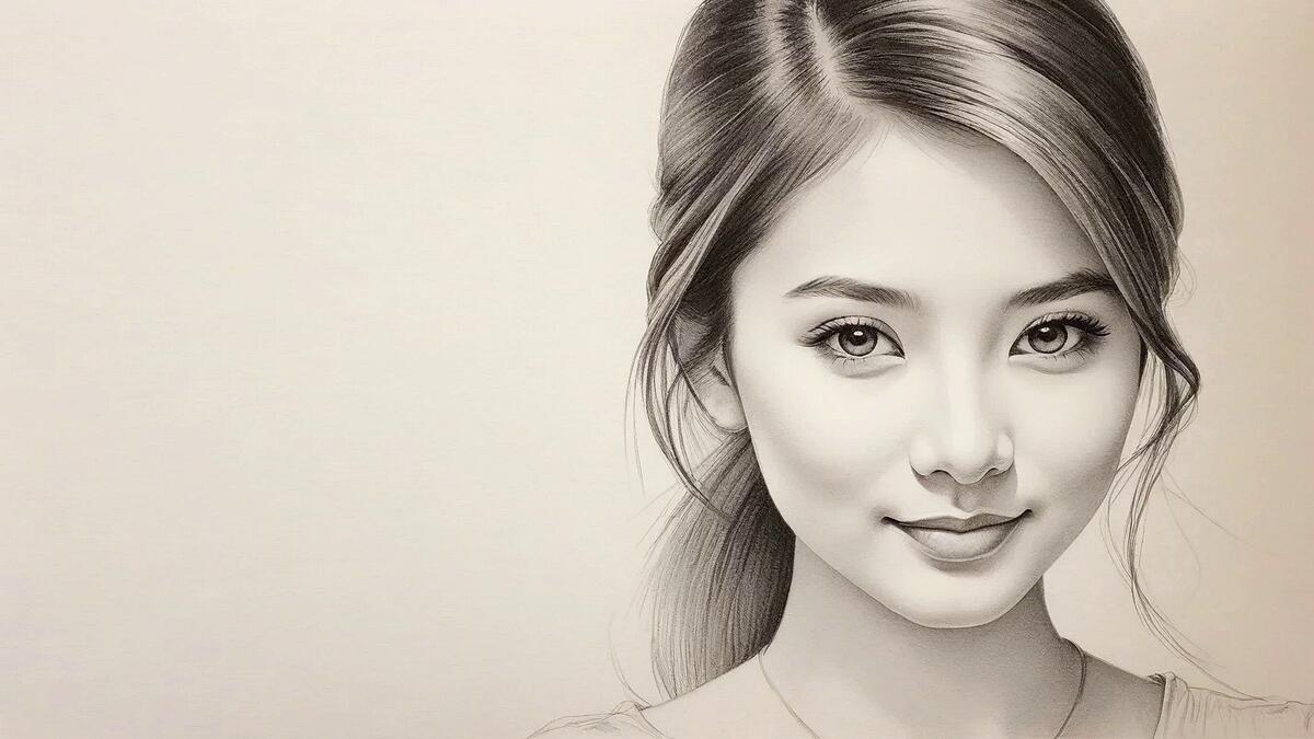 Черно белый портрет азиатской девушки · бесплатная фотография от