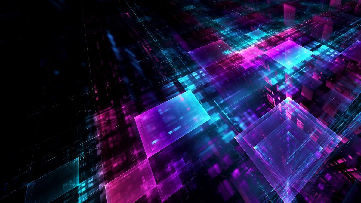 Обои неоновые цвета блестящие светящиеся Wallpaper Magical Cubes