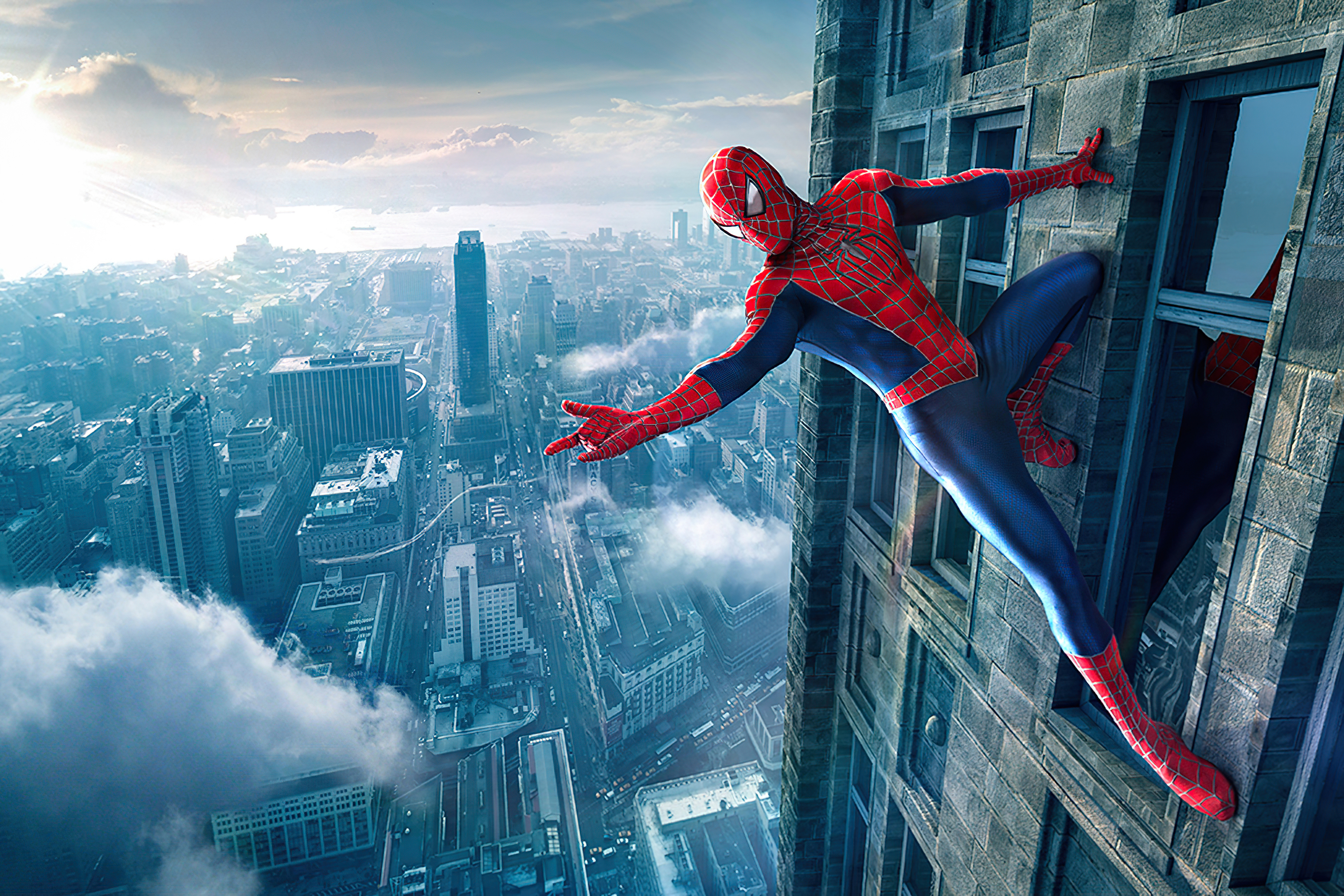 Wallpapers spider man building superheroes 1080x1920 iPhone 6S+/7+/8 ...