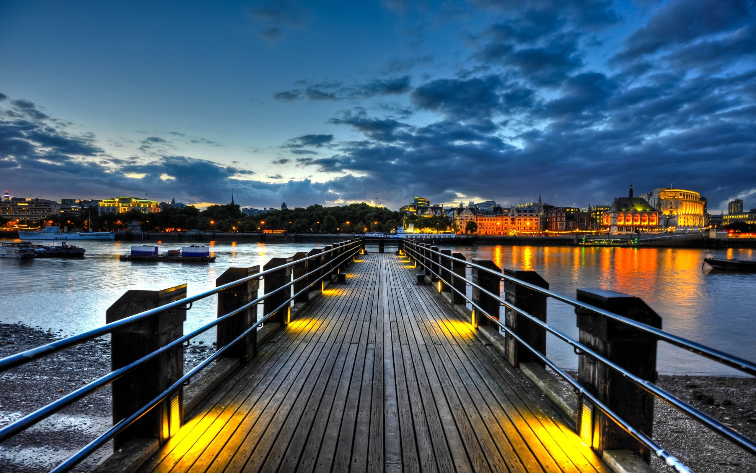 Wallpapers wallpaper pier lights evening 1920x1080 Full HD from ...