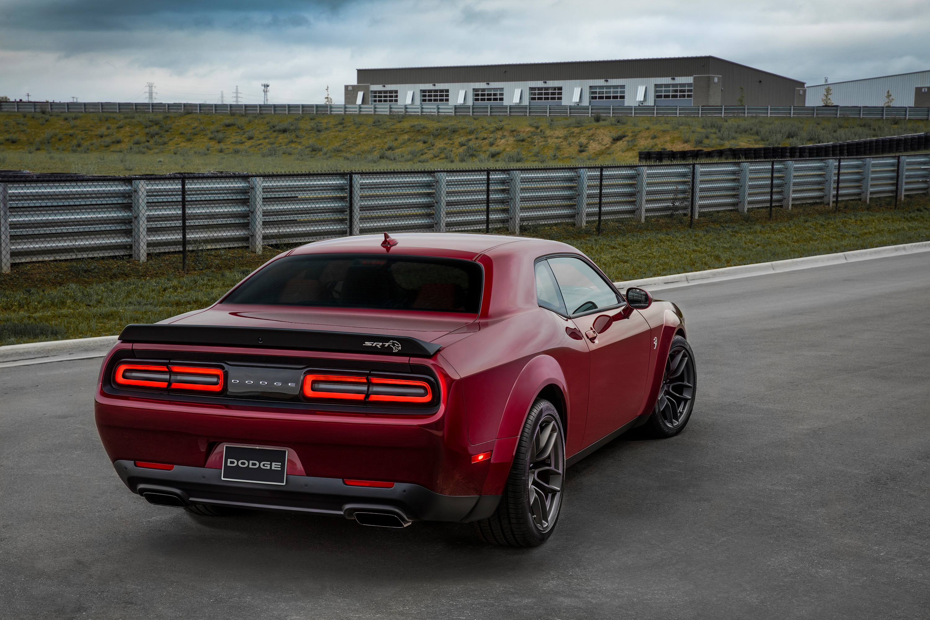 Dodge Challenger Srt Hellcat Widebody in red photographed from behind ...