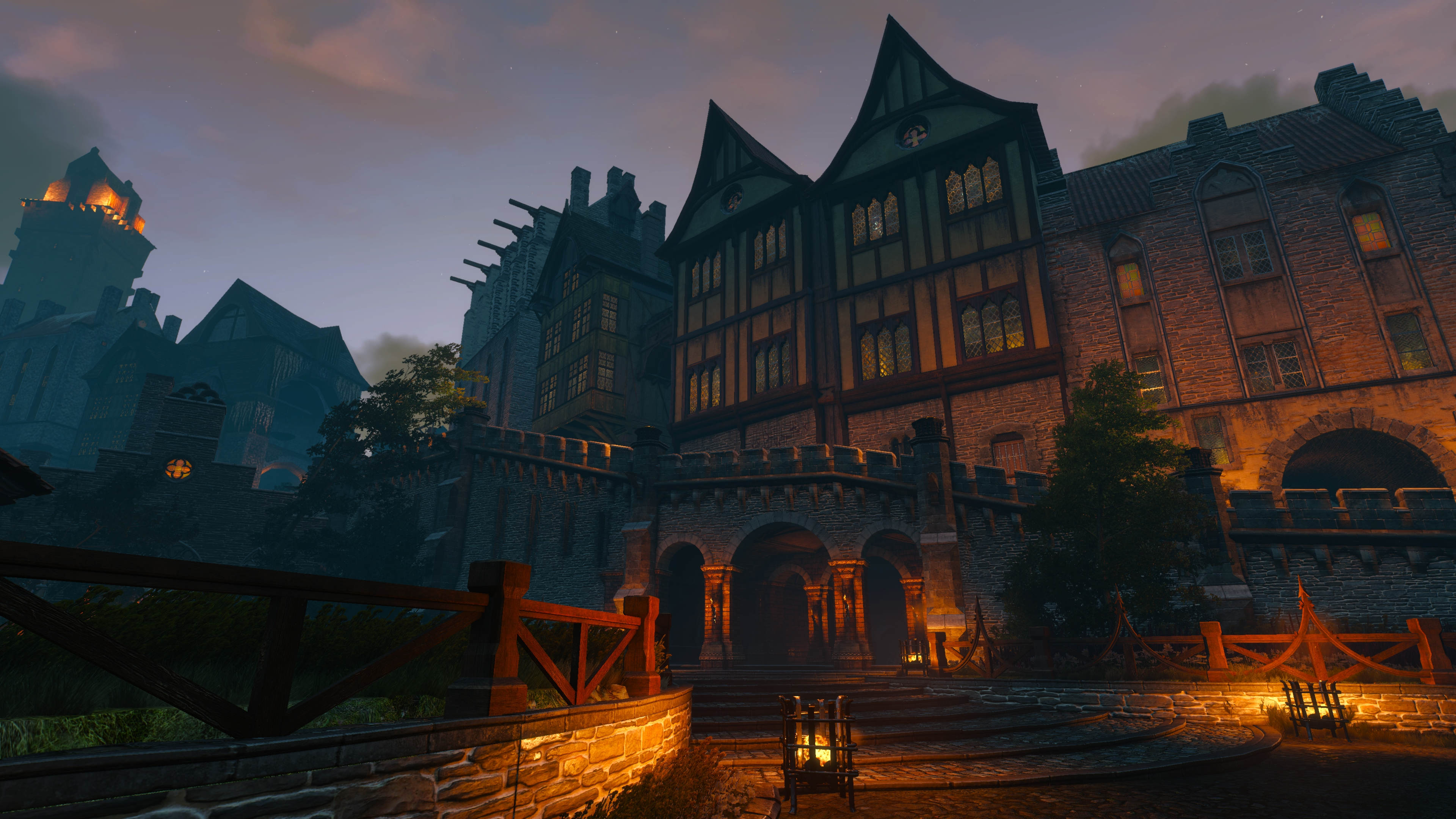 Wallpapers wallpaper the witcher 3 wild hunt mansion buildings lights ...