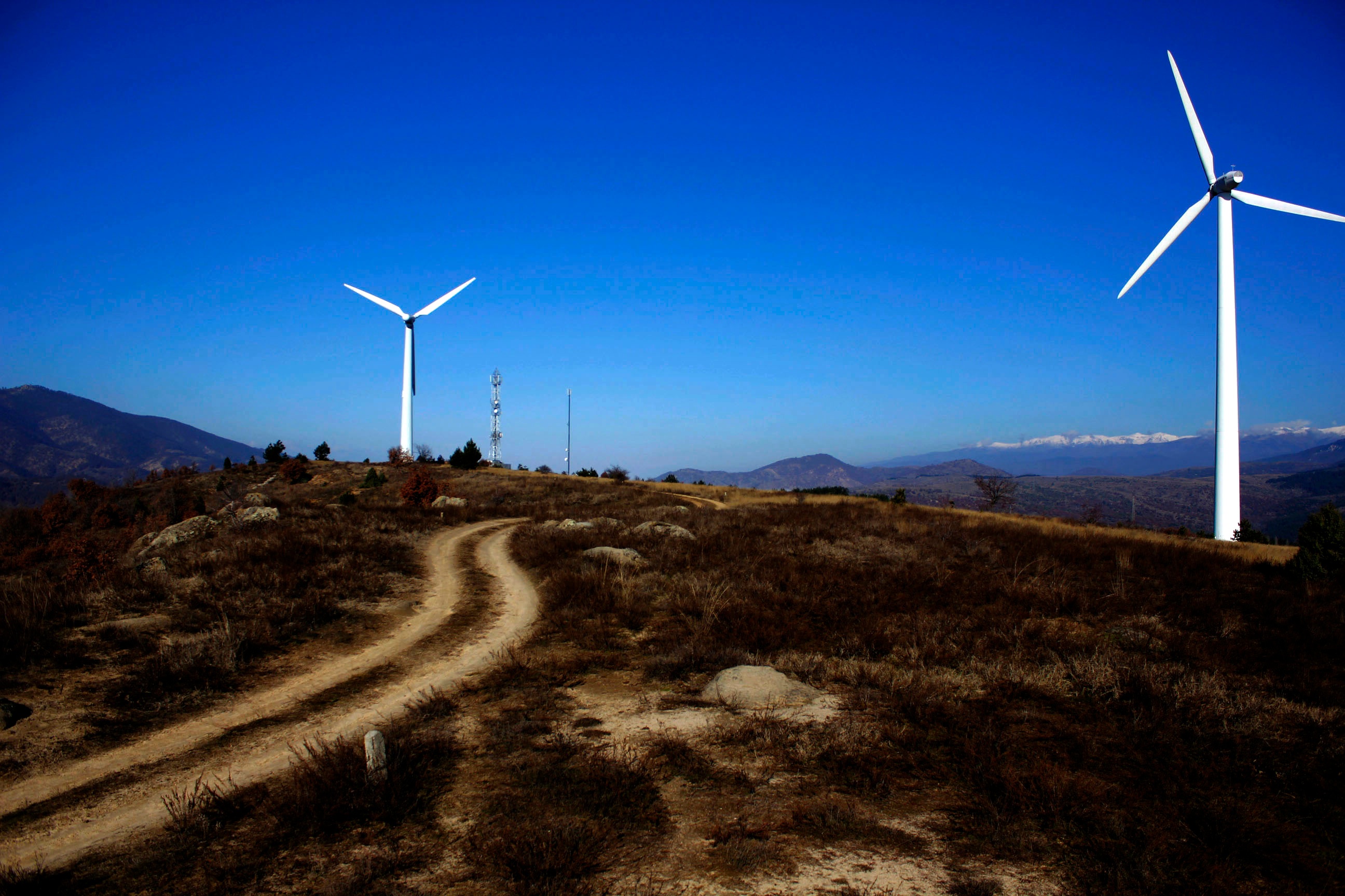 Wallpapers road field prairie windmill wind from virtual - desktop ...
