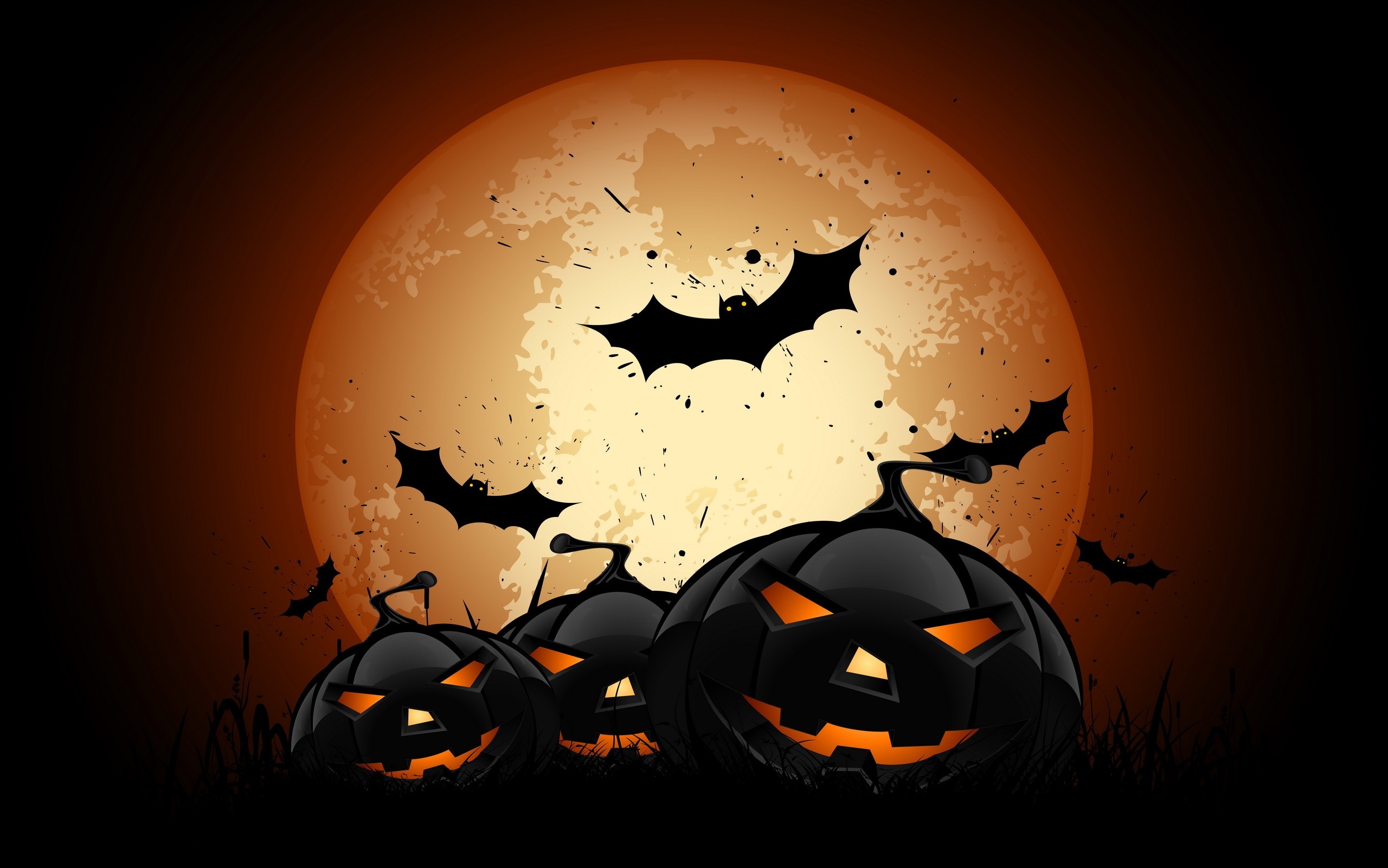 Wallpapers wallpaper halloween moon bats artwork dark 1920x1080 Full HD ...
