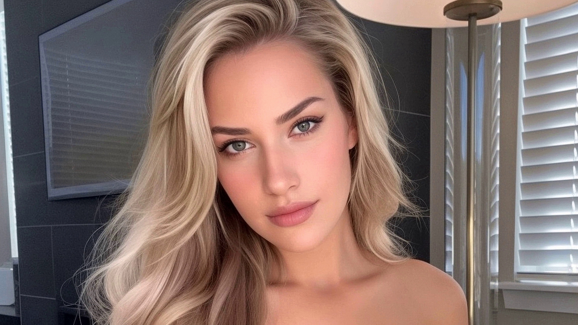 Portrait of golfer Paige Spiranac in the room · 1920x1080 Full HD free photo from danastr ...