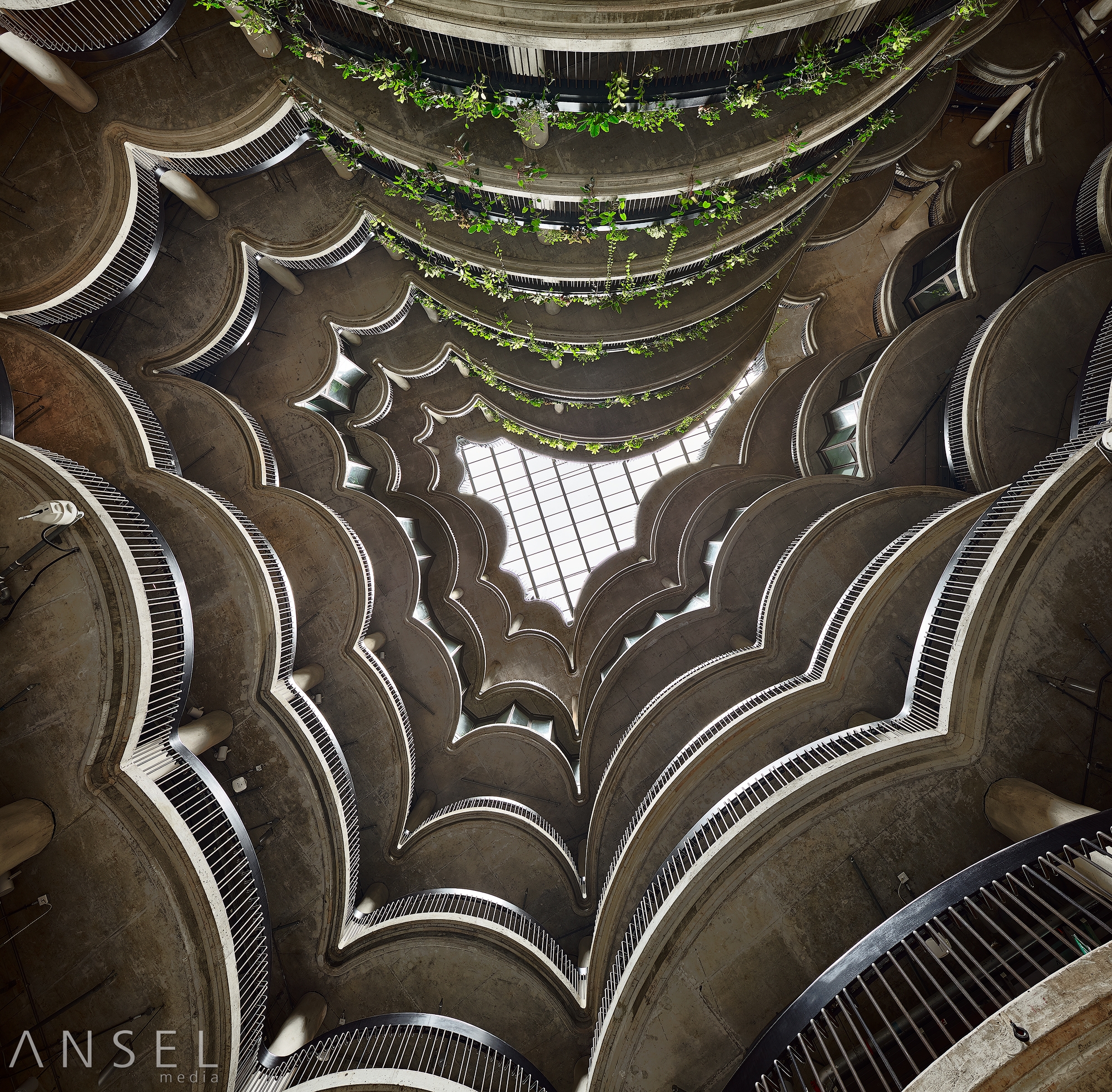 Wallpapers modern architecture worm view inside the building city from ...