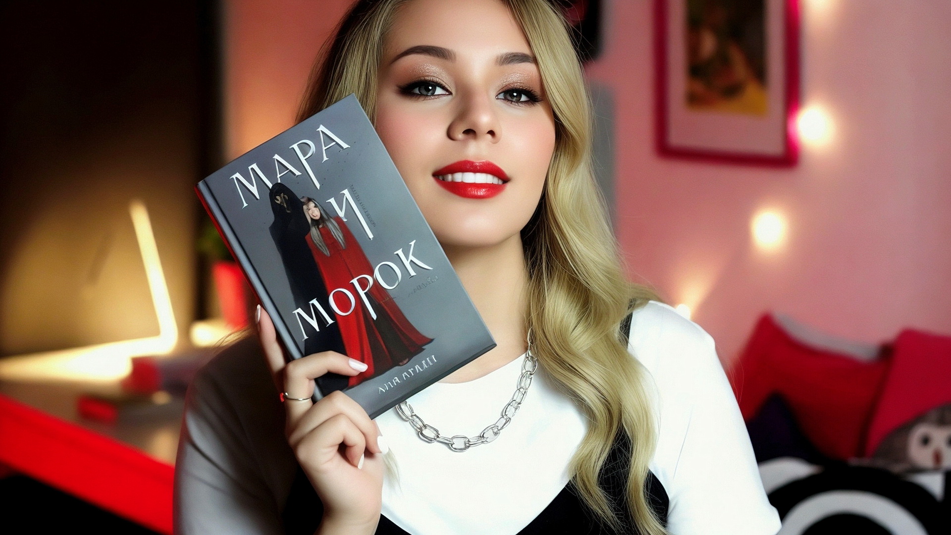 Блогер Юля Яковлева в комнатес книгой · 2560x1440 QHD & WQHD (16:9) бесплатная фотография от ...