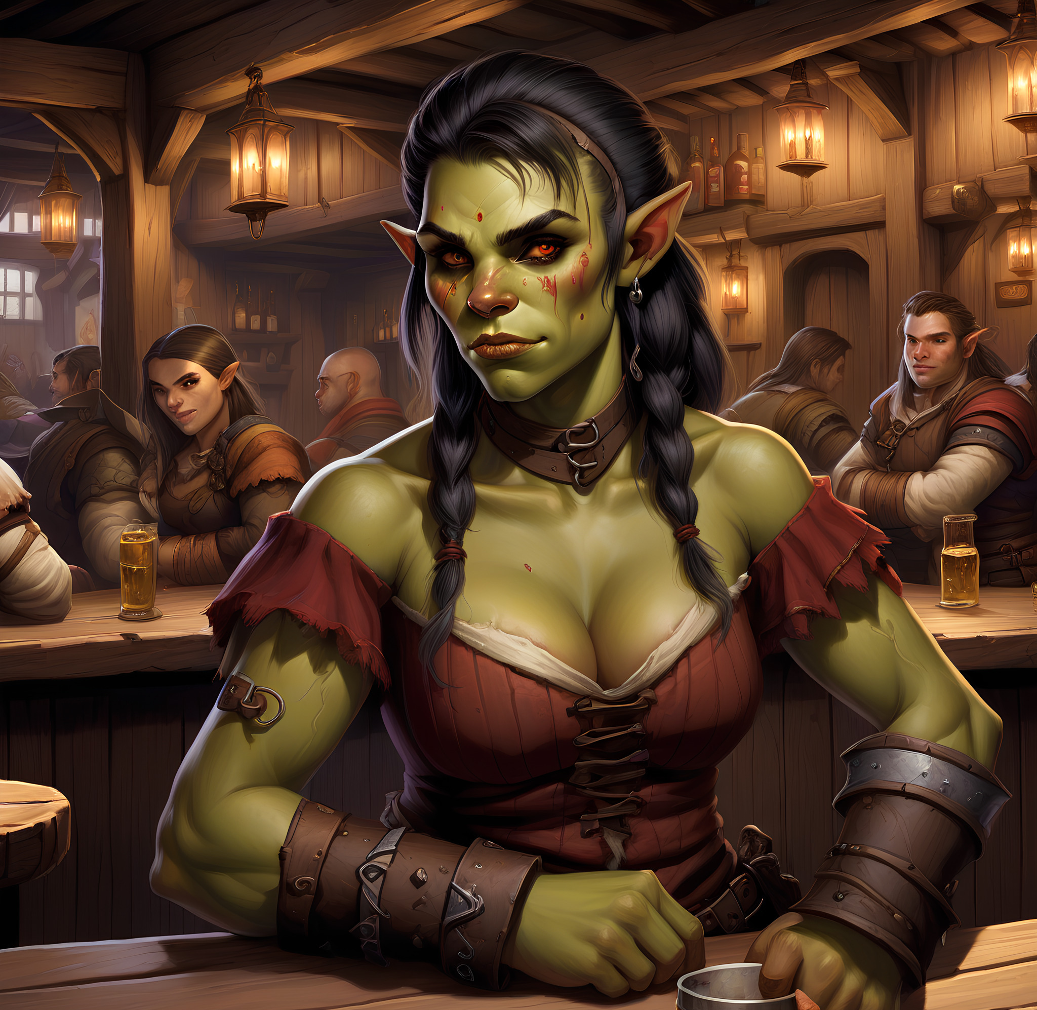 Half-orc girl in a tavern · free photo from tolgor - images on Fonwall