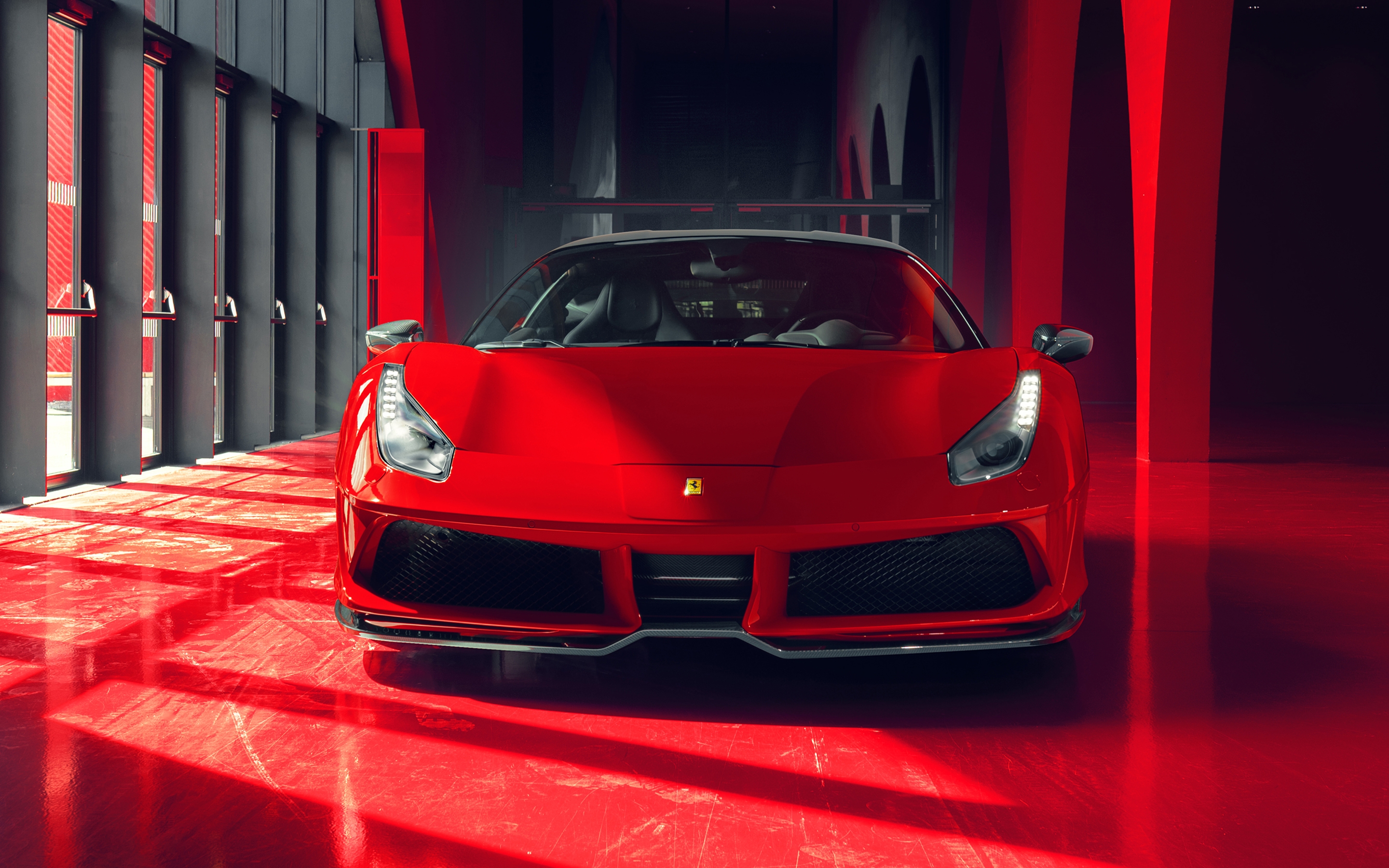 Wallpapers Wallpaper Ferrari 488 GTB red front view supercars pogea ...