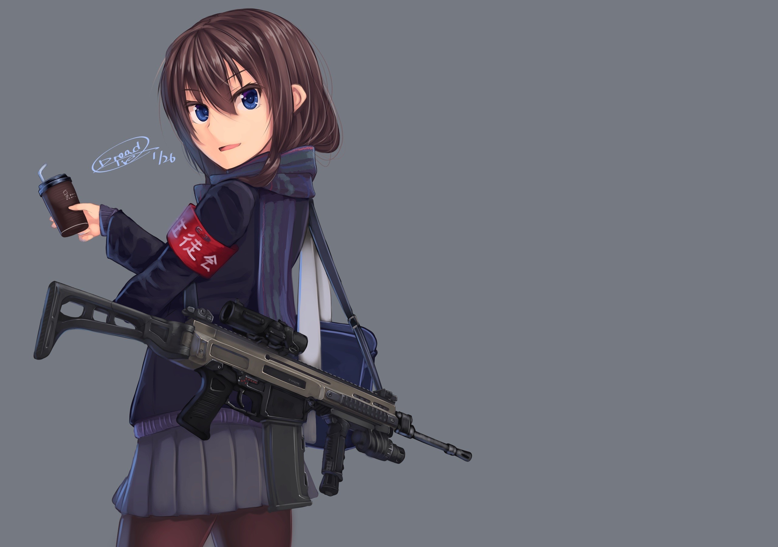 Wallpapers gun an anime anime girls school uniform original characters ...