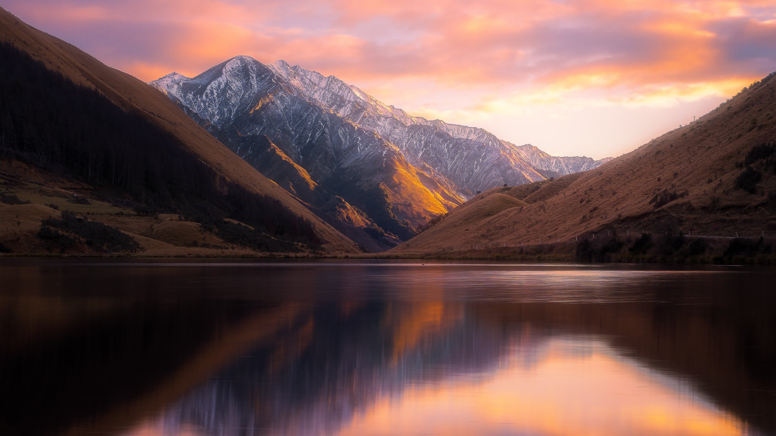 Wallpapers lake Kirkpatrick sunset New Zealand landscape lake from ...