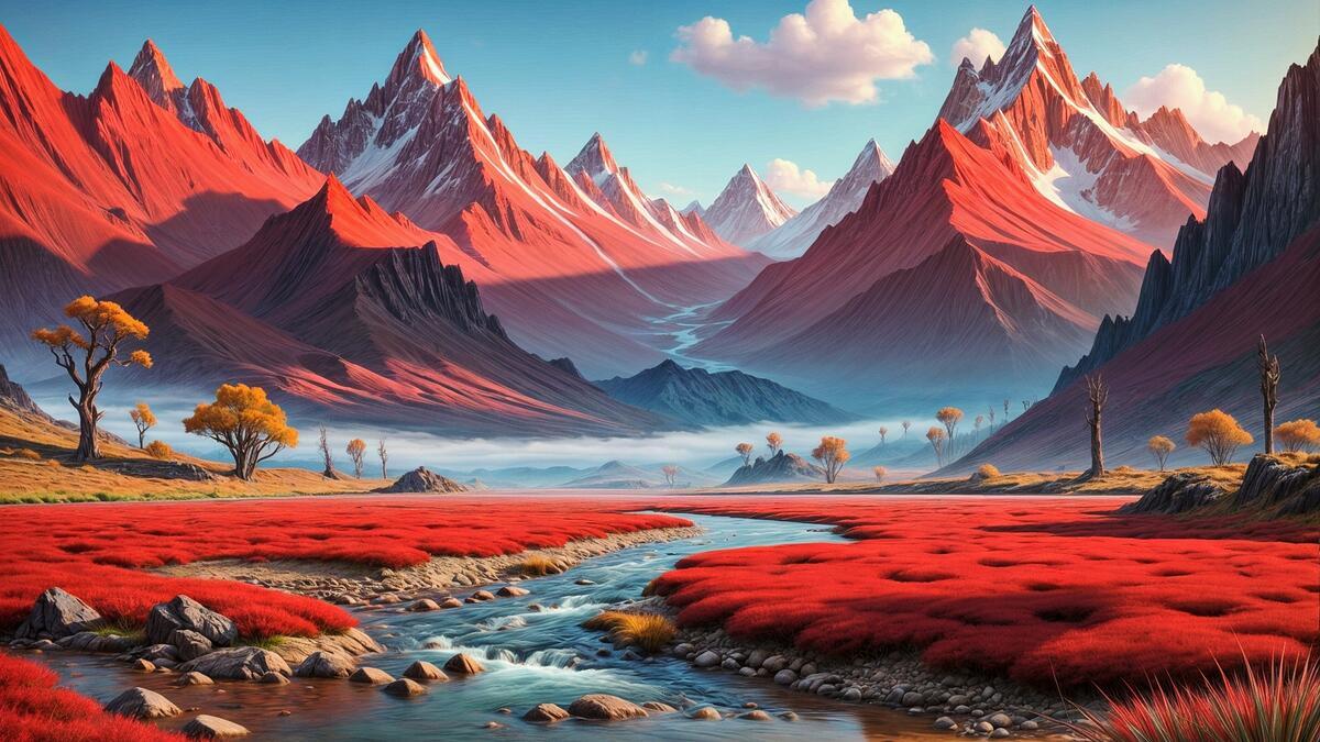 Красивый горный пейзаж и желтые цветы · бесплатная фотография от