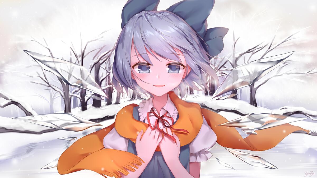 Обои Touhou около улыбается от Axebourne картинки на рабочий стол и
