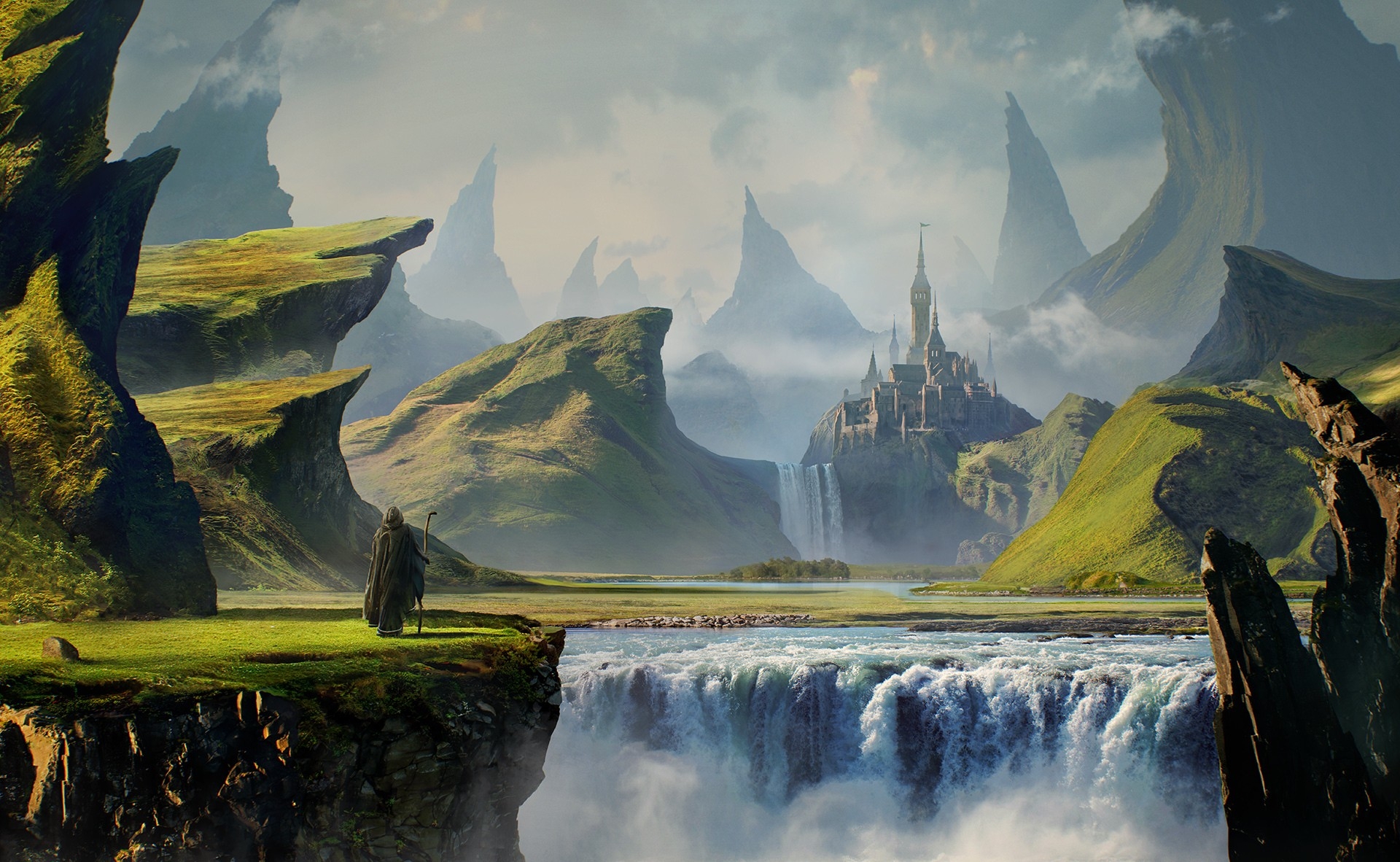 Wallpapers fantasy landscape wanderer fantastic world 1920x1080 Full HD ...