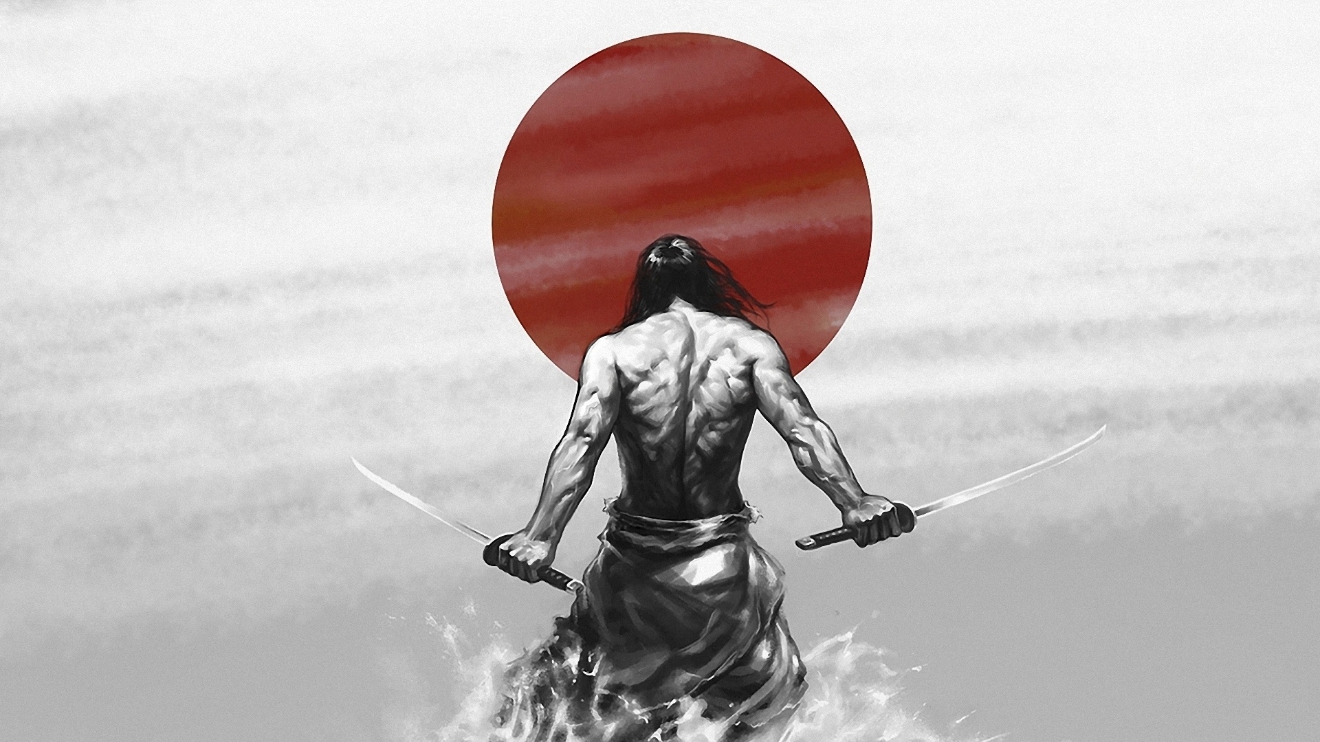 A muscular samurai with a katana in his hands · 2560x1440 QHD & WQHD ...